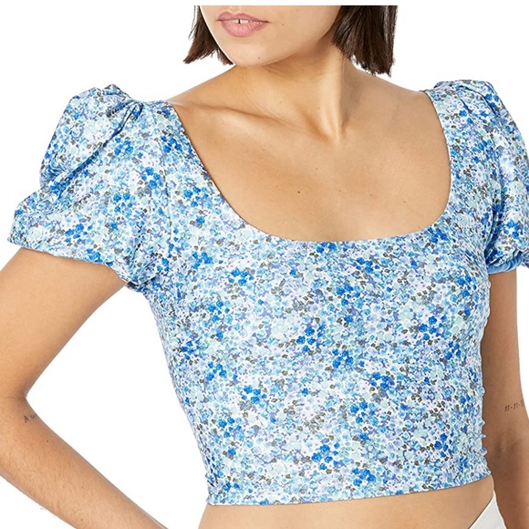 Splendid | Swim | Splendid Flora Puff Sleeve Bikini Top Xs | Poshmark